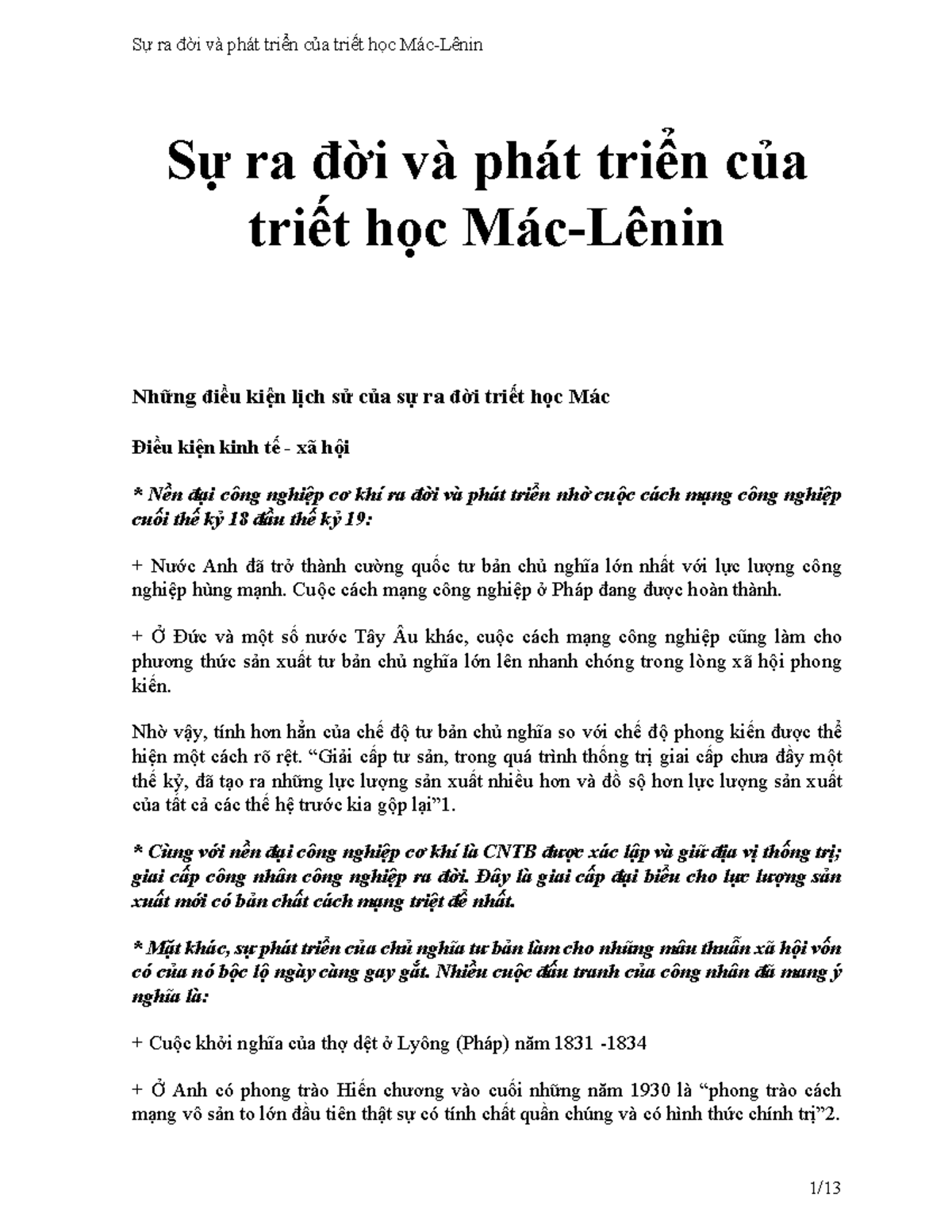 S ra di va phat trin ca trit hc Ma - Sự ra đời và phát triển của triết học Mác-Lênin Bởi: Nguyễn ...