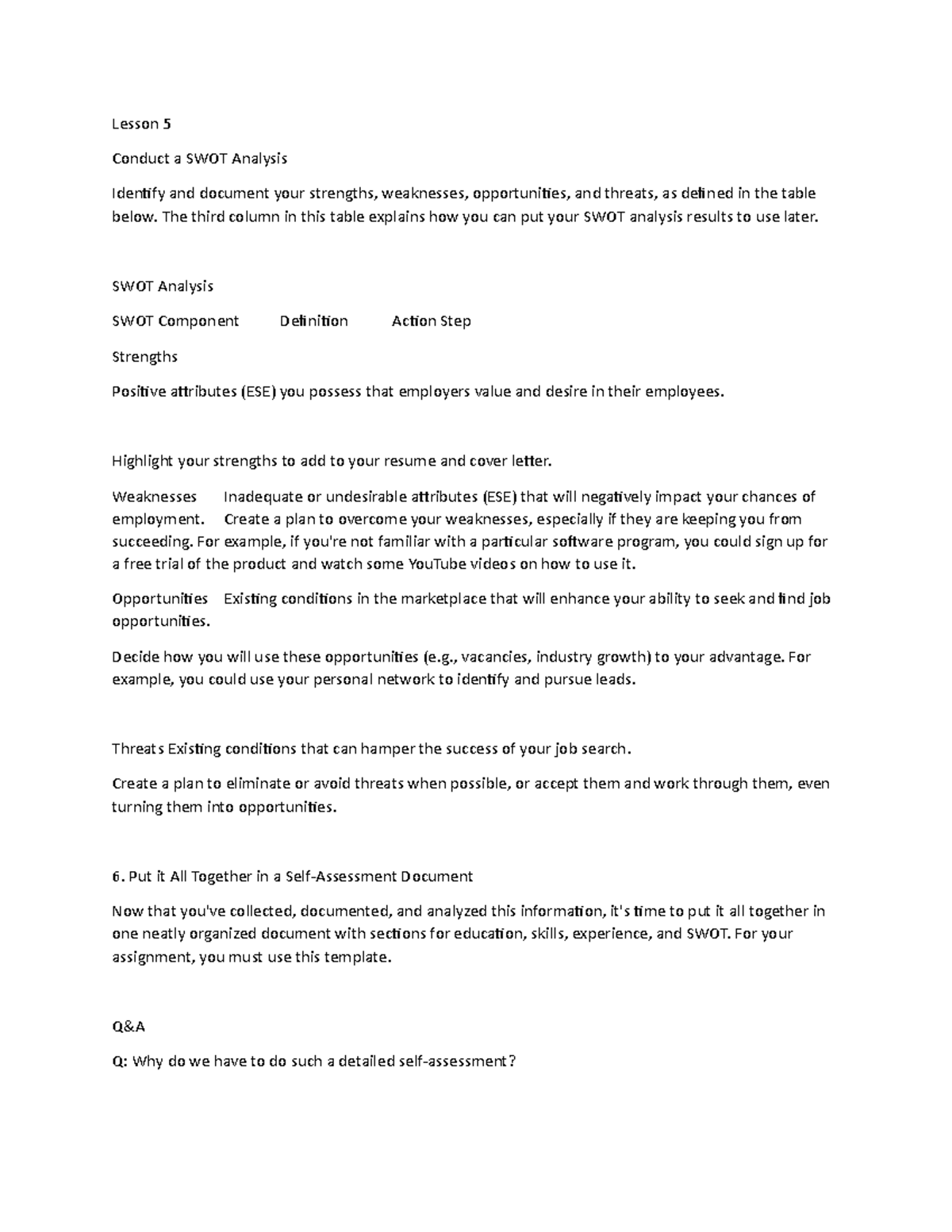 Lesson 5 - These notes will help you make your career portfolio and ...