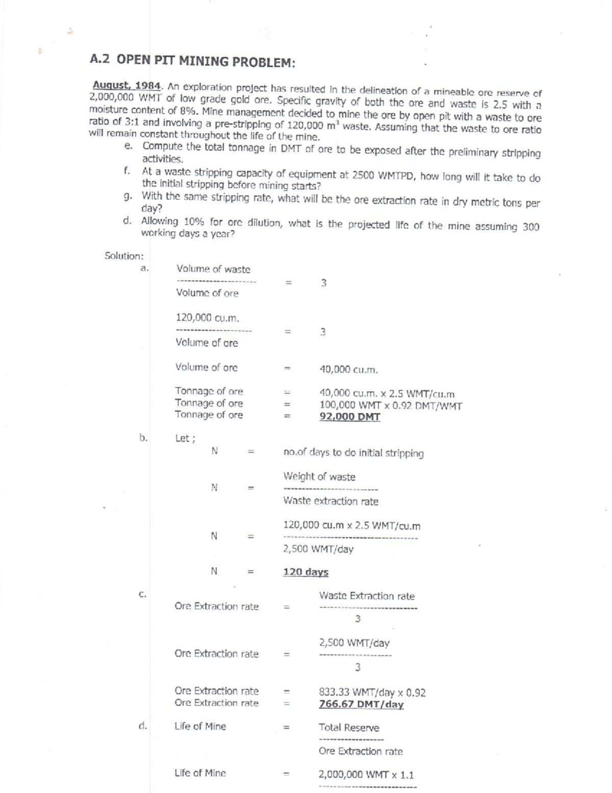 Open pit problems - Reviewer for open pit - Mining Engineering - Studocu