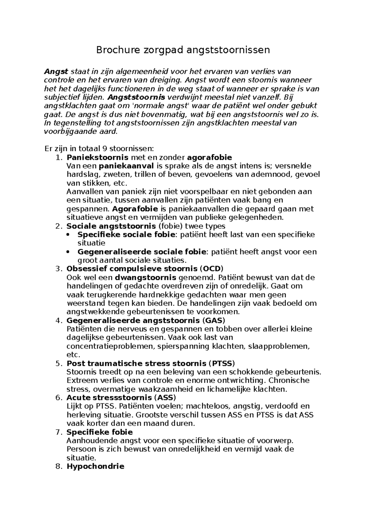 Brochure zorgpad angststoornissen - Angst wordt een stoornis wanneer ...