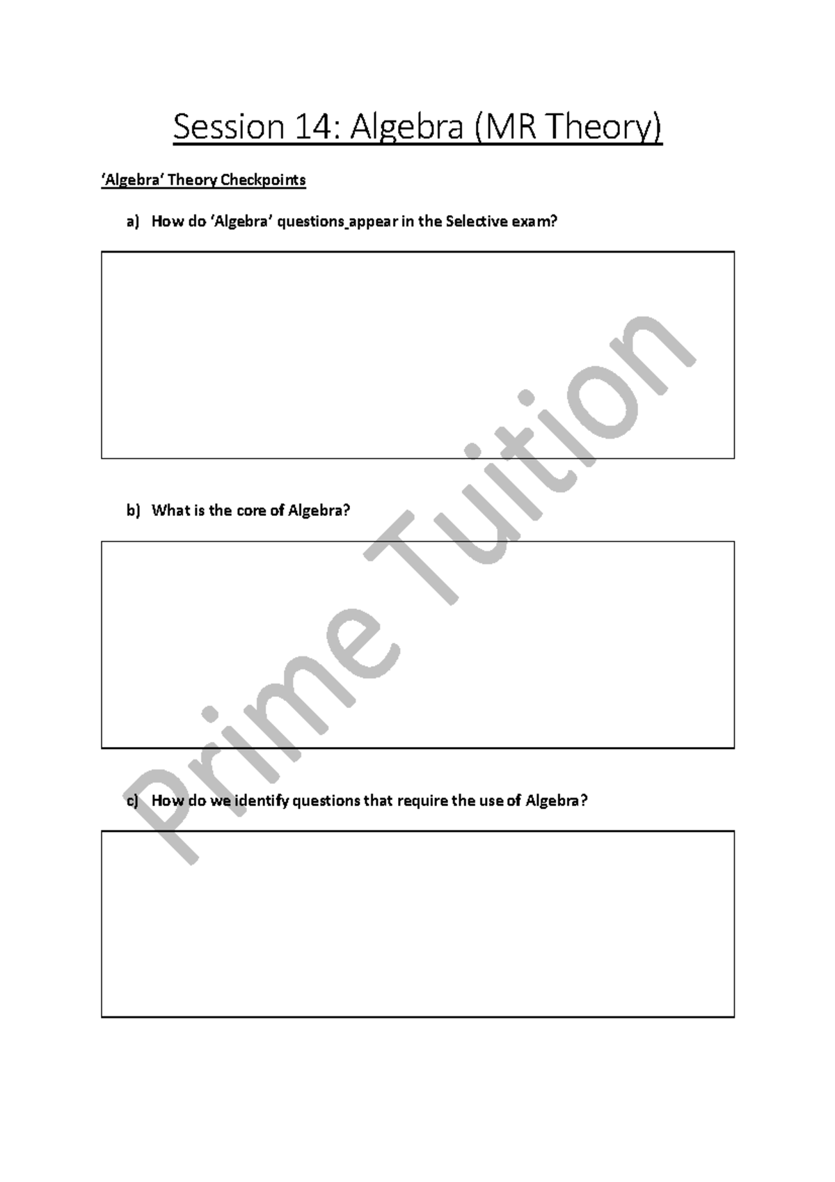 Session 14 (MR) - Session 14 : Algebra (MR Theory) ‘Algebra‘ Theory ...