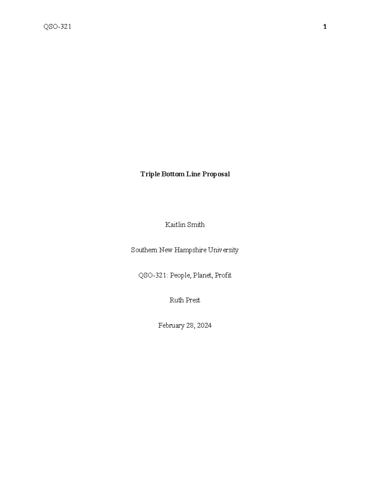 TBL Proposal QSO-321 Final Project - Triple Bottom Line Proposal ...