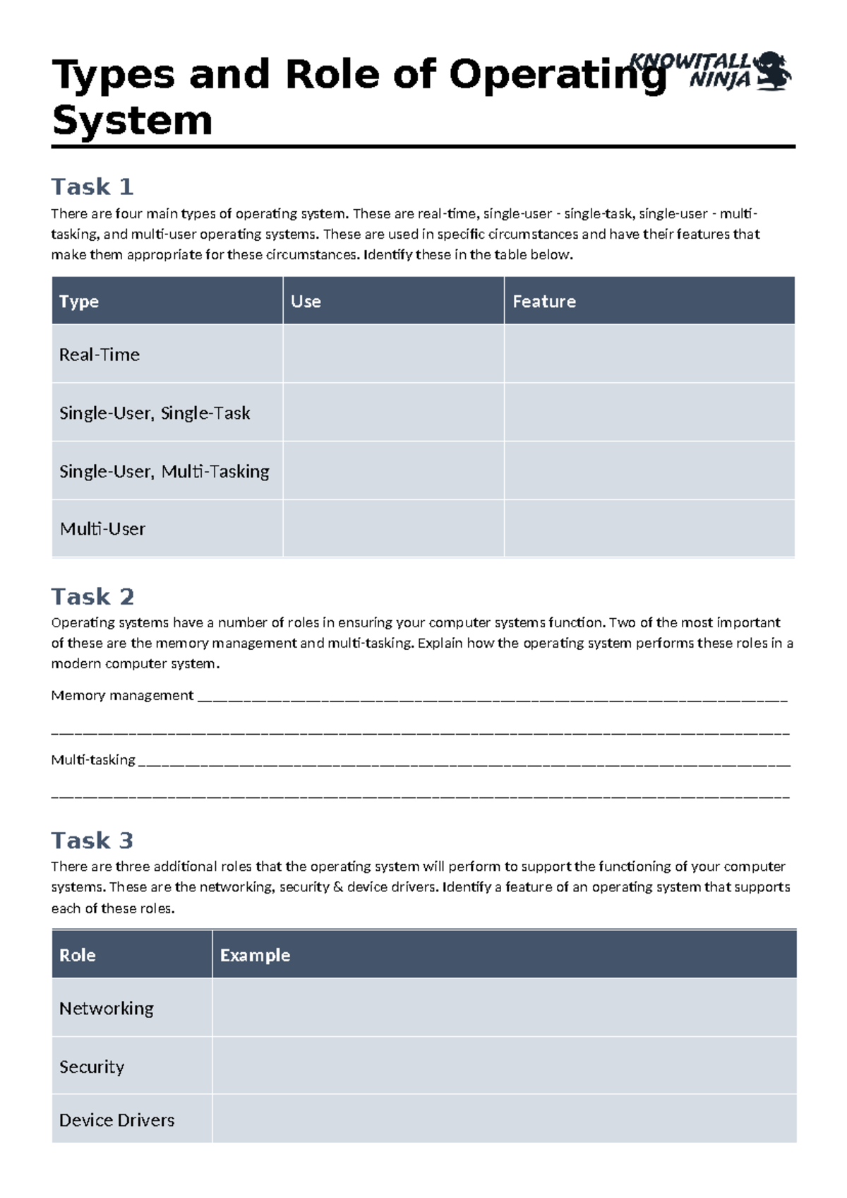 08 Types and Role of Operating Systems - Types and Role of Operating ...