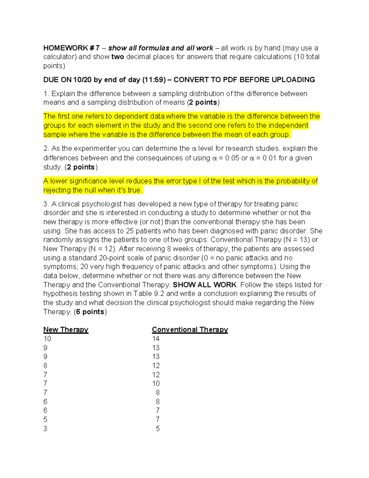 Homework #7 - HOMEWORK # 7 – show all formulas and all work – all work ...