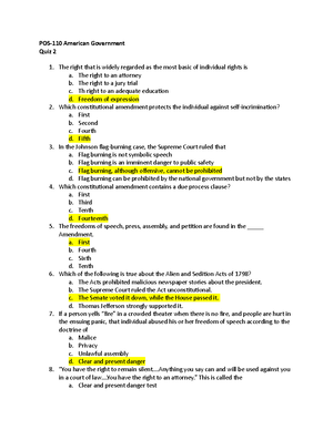 Quiz 6 - Quiz 6 - POS-110 American Government Quiz 6 The primary ...