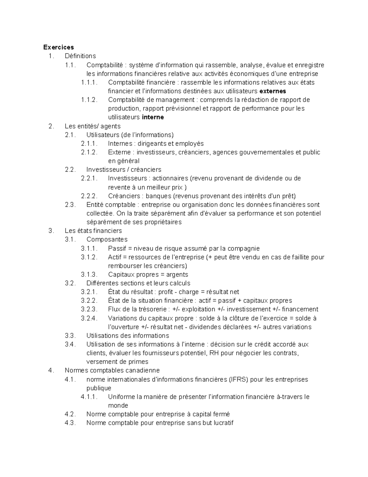 Exercices corrigés en classe - Exercices 1. Définitions 1. Comptabilité ...