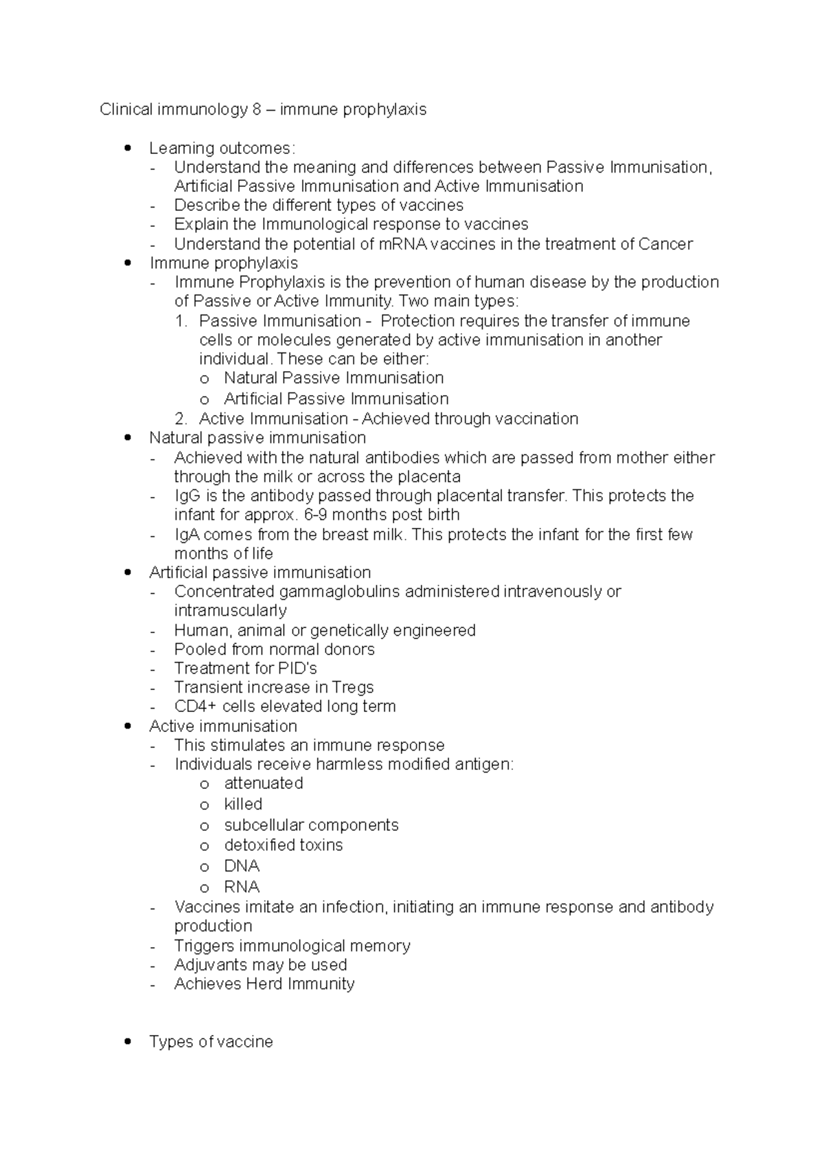 Clinical immunology 8 - Lecture notes - Clinical immunology 8 – immune ...