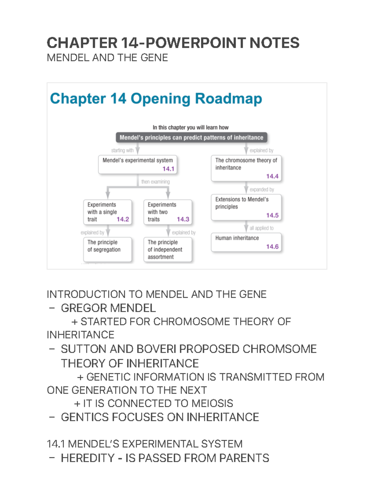 Chapter 14- Powerpoint Notes - CHAPTER 14-POWERPOINT NOTES MENDEL AND ...