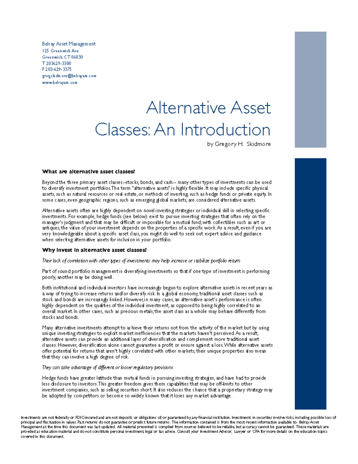 Alternative Investments Classes An Introduction - What are alternative ...
