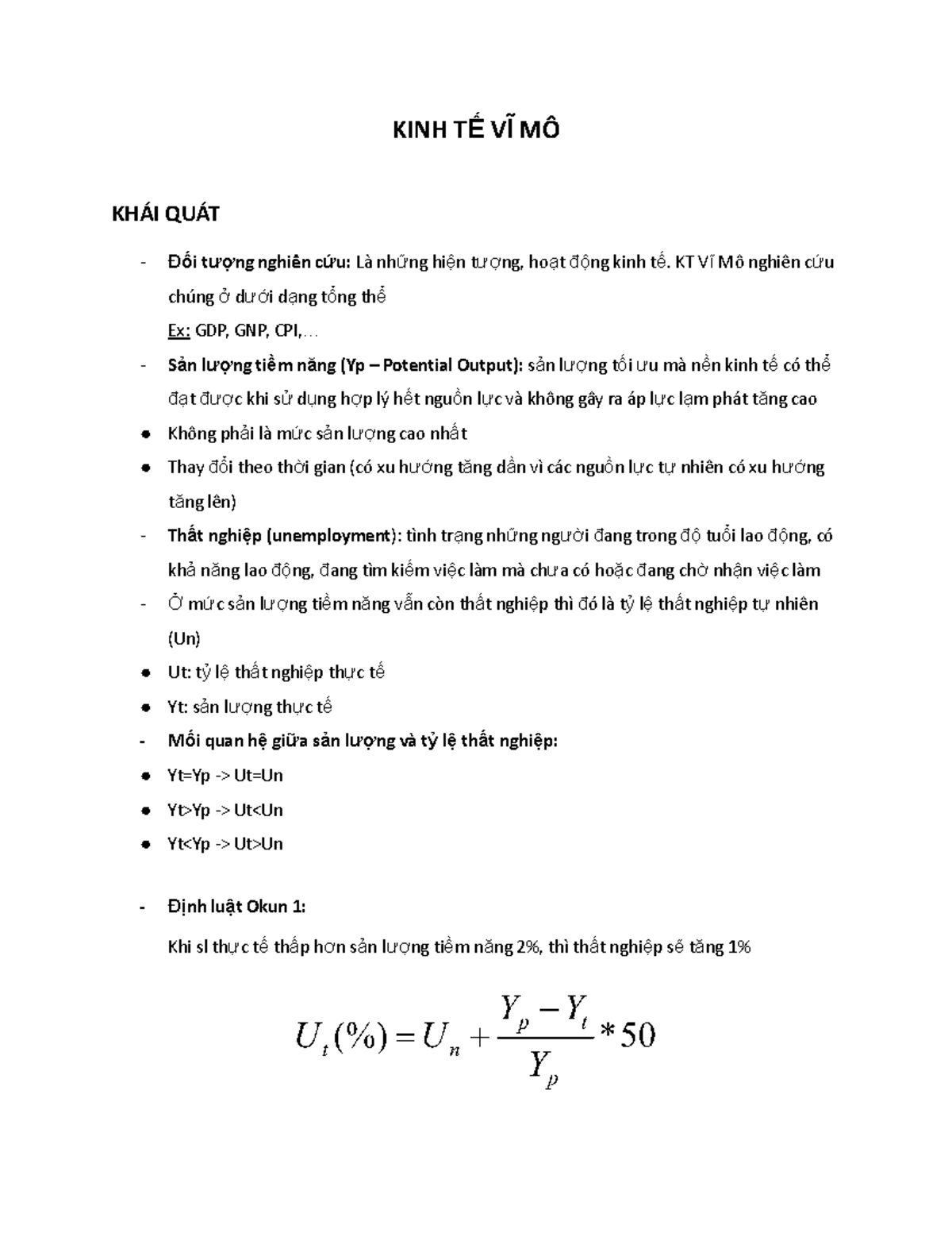 KINH TẾ VĨ MÔ - full kinh te vi mo hihi - KINH T¾ V) MÔ KHÁI QUÁT Đßi t°ợng nghiên cứu: Là những ...