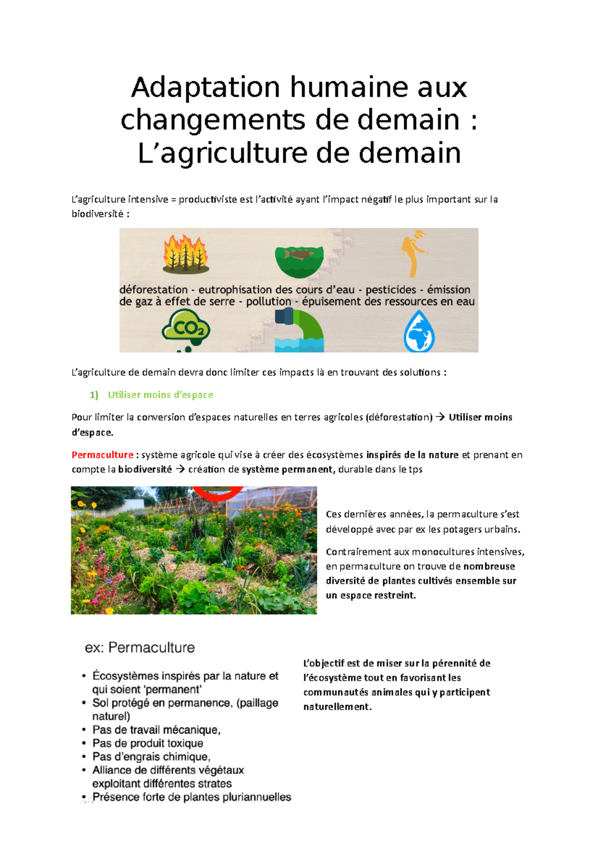 5 - L'agriculture de demain - Adaptation humaine aux changements de ...