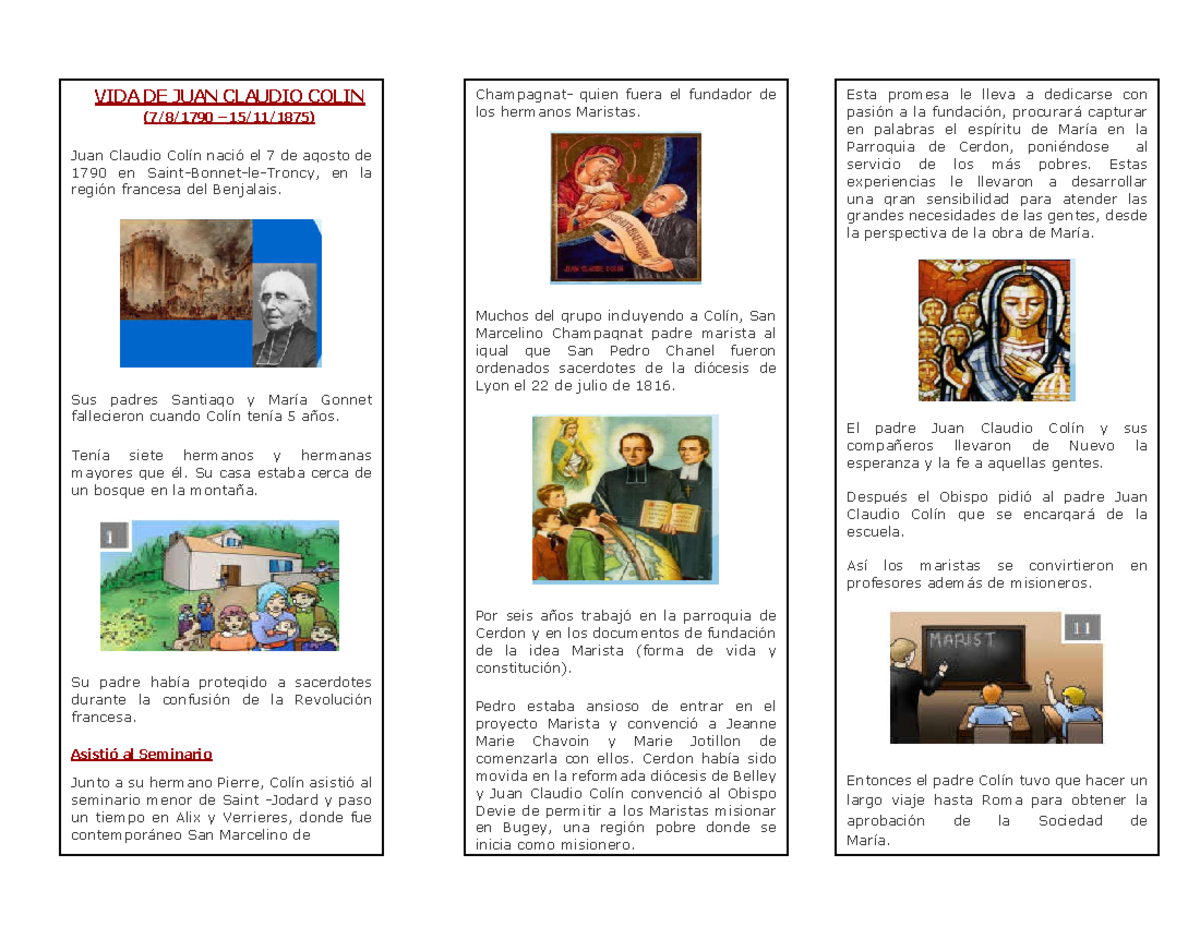 Triptico JUAN Claudio Colin 323 - VIDA DE JUAN CLAUDIO COLIN (7/8/1790 ...