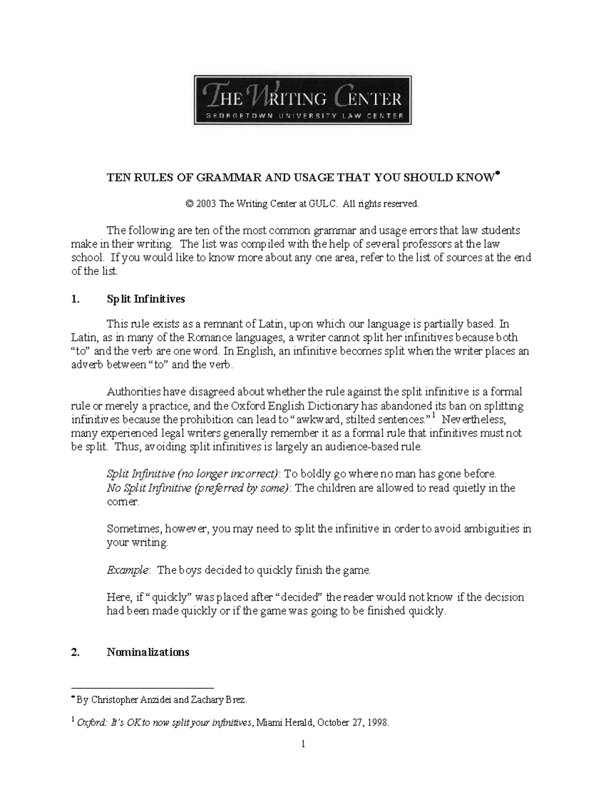 Grammar Necessary Law TEN RULES OF GRAMMAR AND USAGE THAT YOU SHOULD