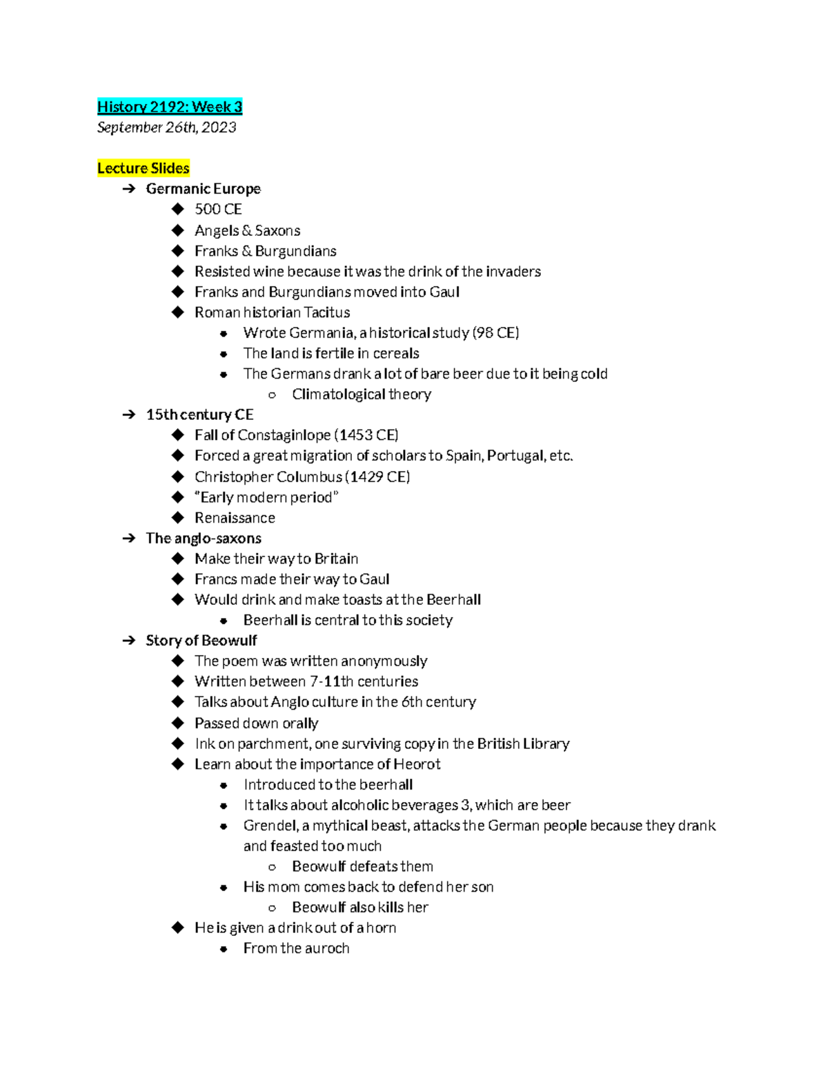 09.26.23 - Week 3 - History 2192: Week 3 September 26th, 2023 Lecture ...