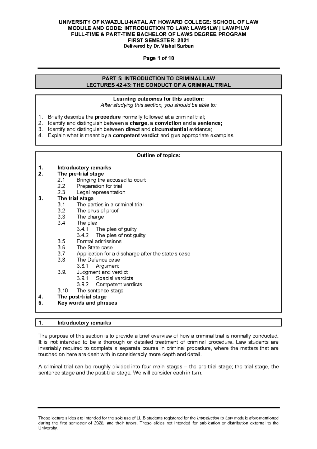 PART 5 Lecture 42-43 - criminal law part - MODULE AND CODE ...