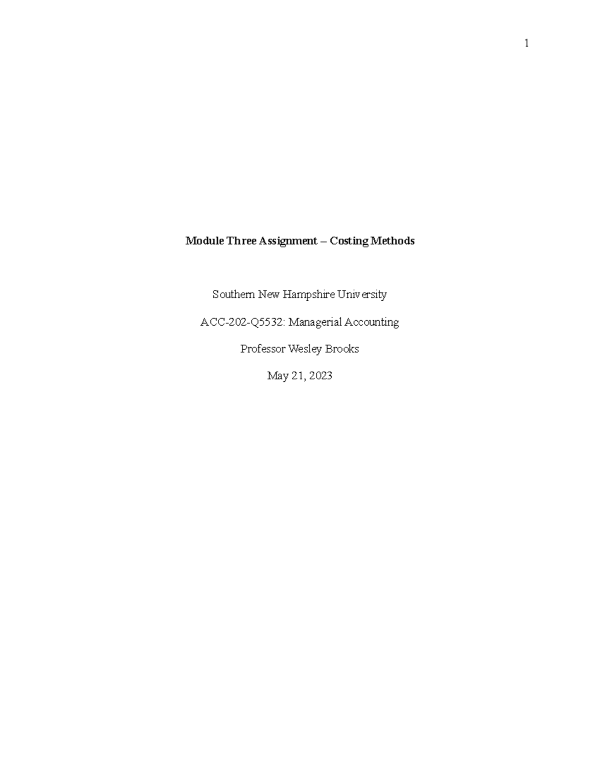 Module Three - Costing Method - A - Module Three Assignment – Costing ...
