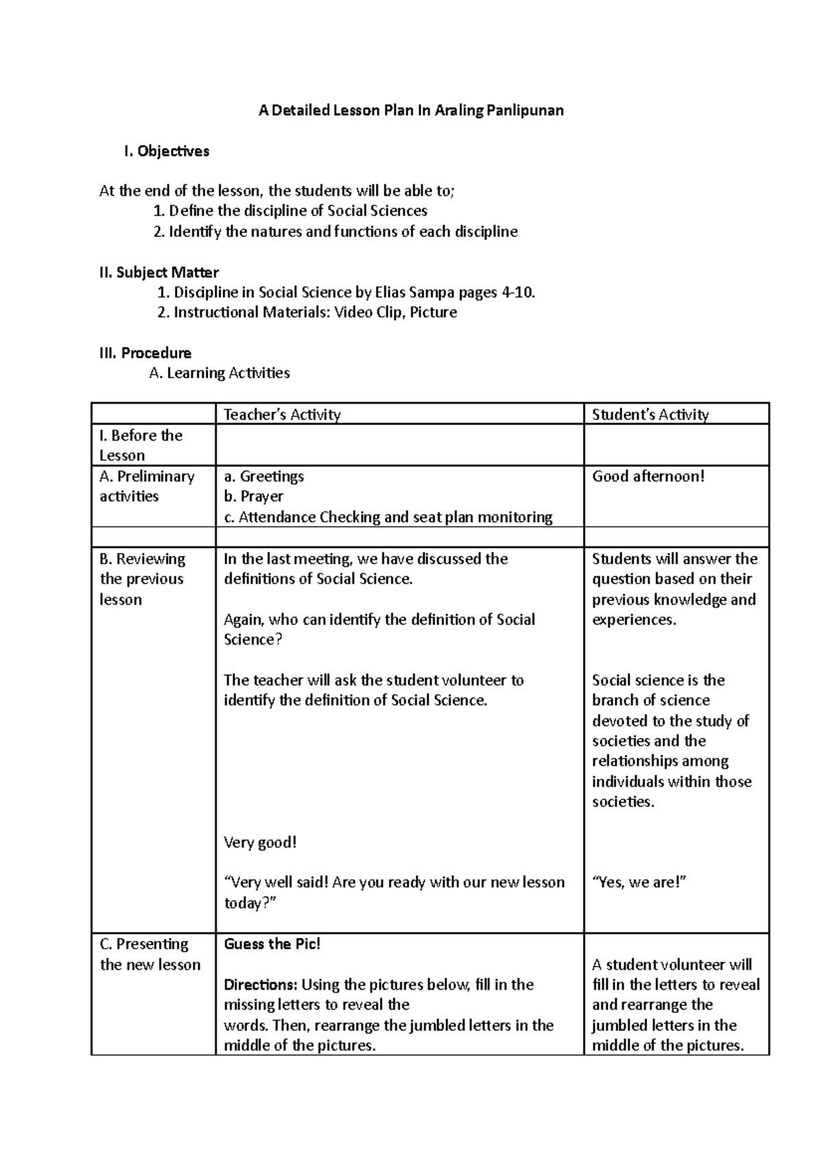 DISS-DEMO - DeTAILED LESSON PLAN - A Detailed Lesson Plan In Araling ...
