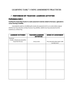 FS 3 EP 1 & 2 - Table of Contents Learning Task 1: Attending Face-to-Face or Virtual Orientation ...