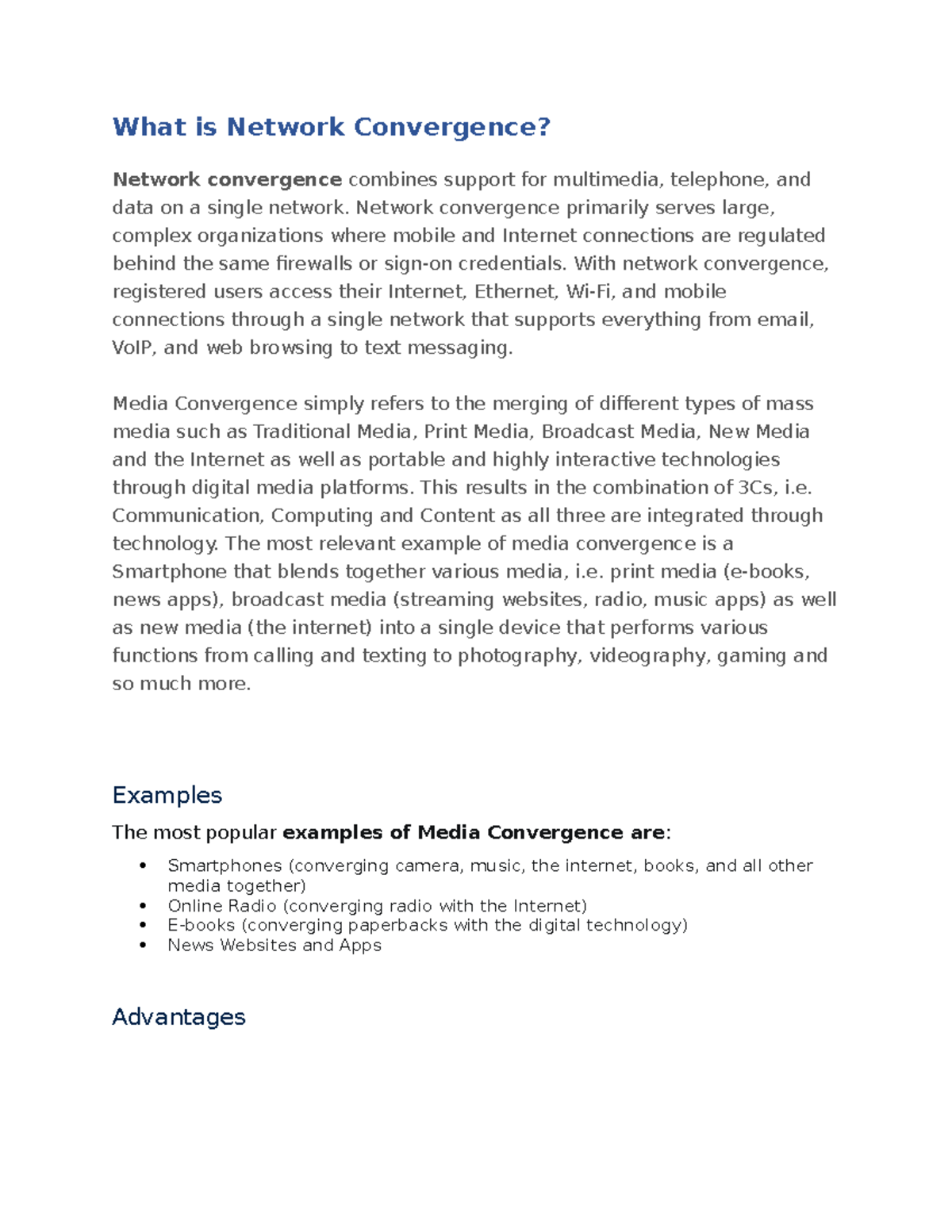 Media convergence - Material for 5 th sem - What is Network Convergence? Network convergence ...