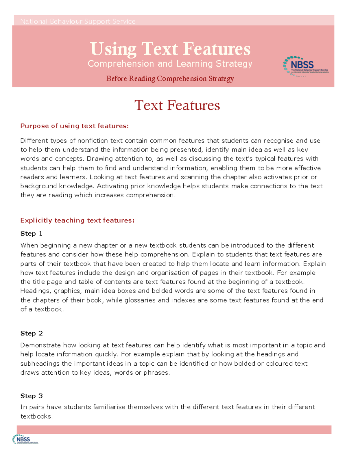 Using Text Features in content textbooks - Using Text Features ...