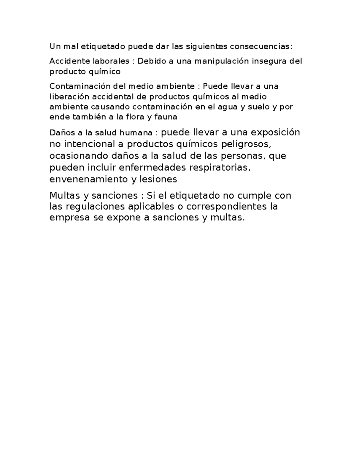 Pregunta 3 - EFEFE - Un mal etiquetado puede dar las siguientes ...