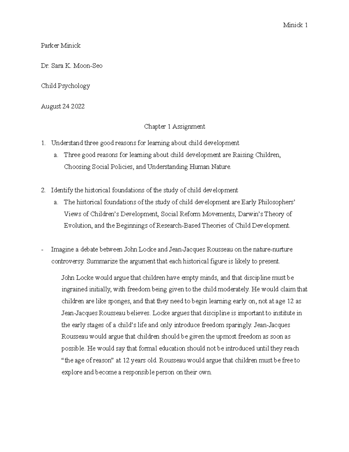 Ch. 1 assignment - ...... - Parker Minick Dr. Sara K. Moon-Seo Child ...
