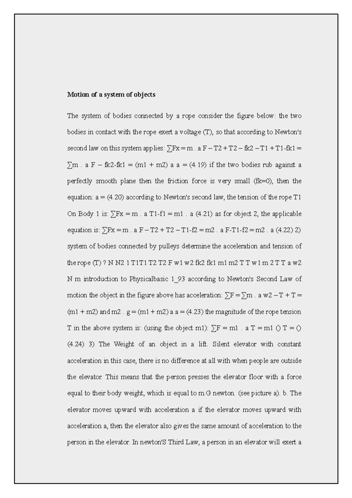 College Document - Motion of a system of objects - Motion of a system ...