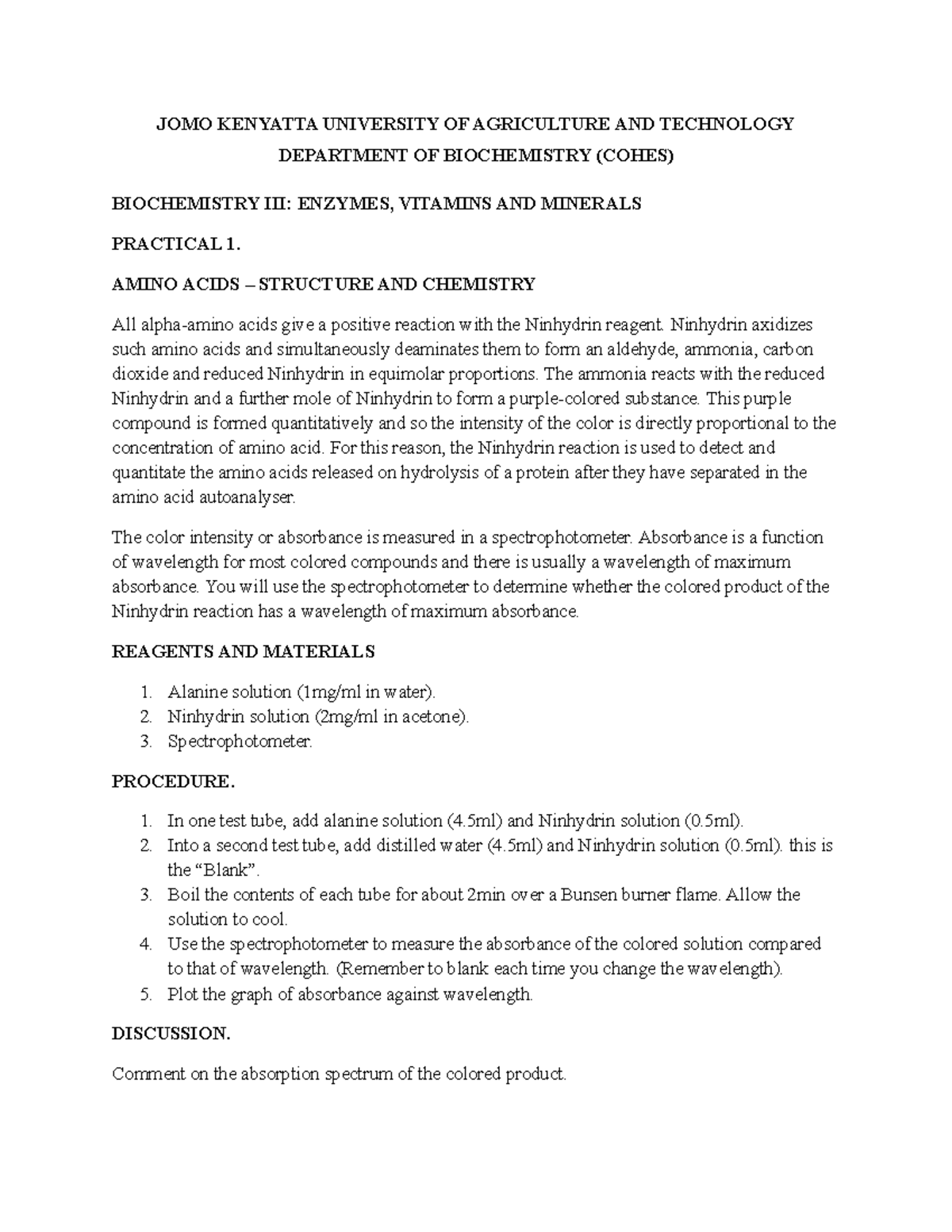 PHA 2113 Biochem III Enz Vit and Minerals - JOMO KENYATTA UNIVERSITY OF AGRICULTURE AND ...