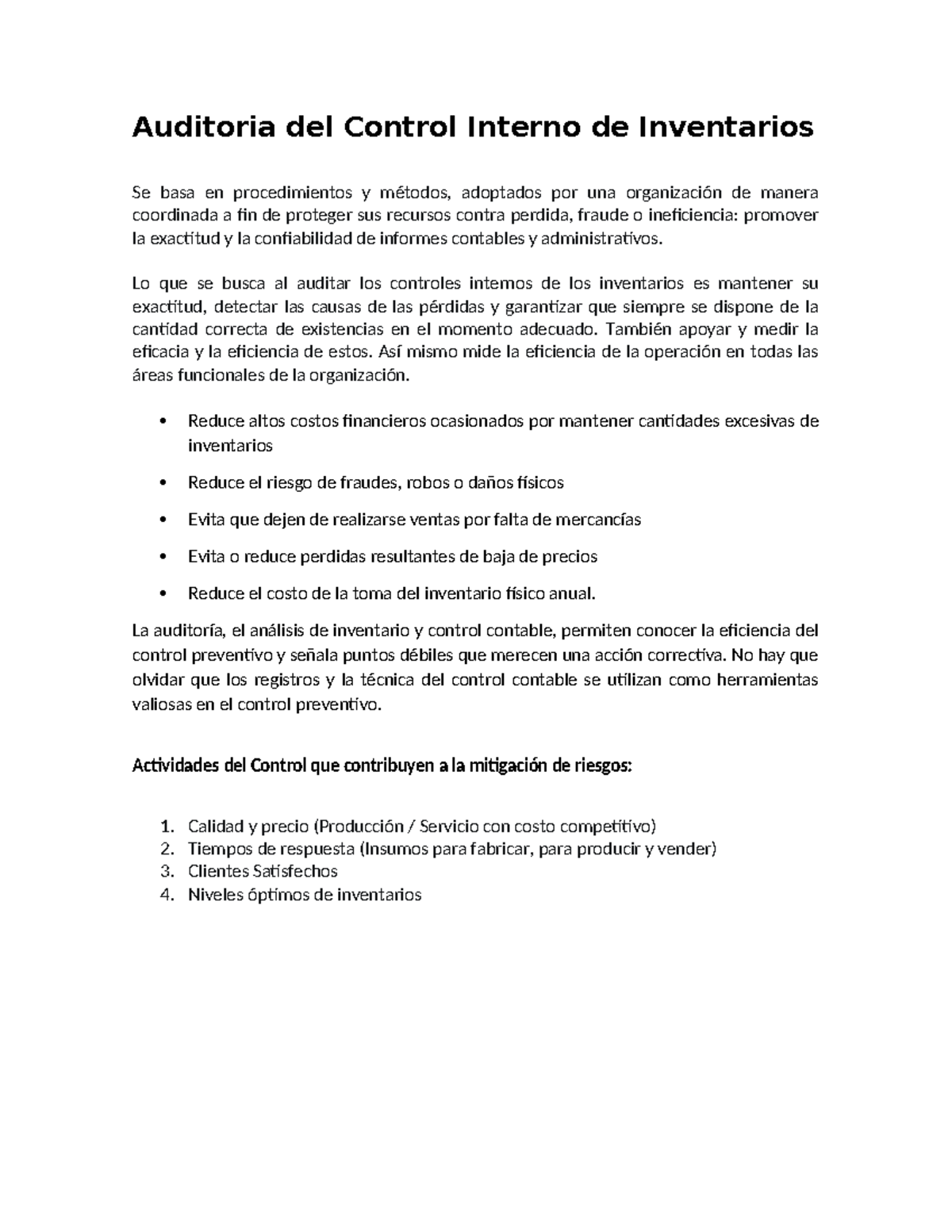 Auditoria del Control Interno de Inventarios - Lo que se busca al ...