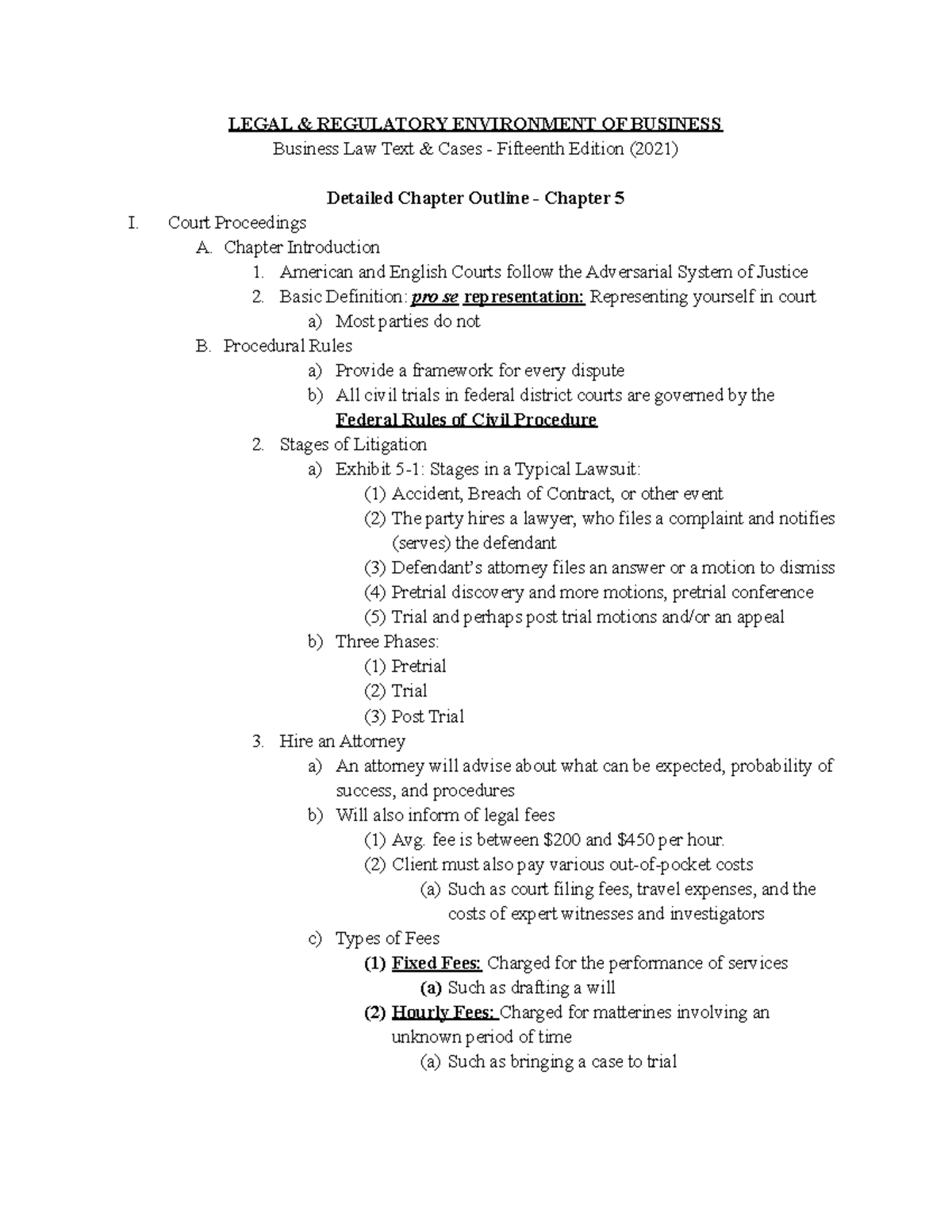 Chapter 5 Outline - Business Law: Text and Cases - LEGAL & REGULATORY ...