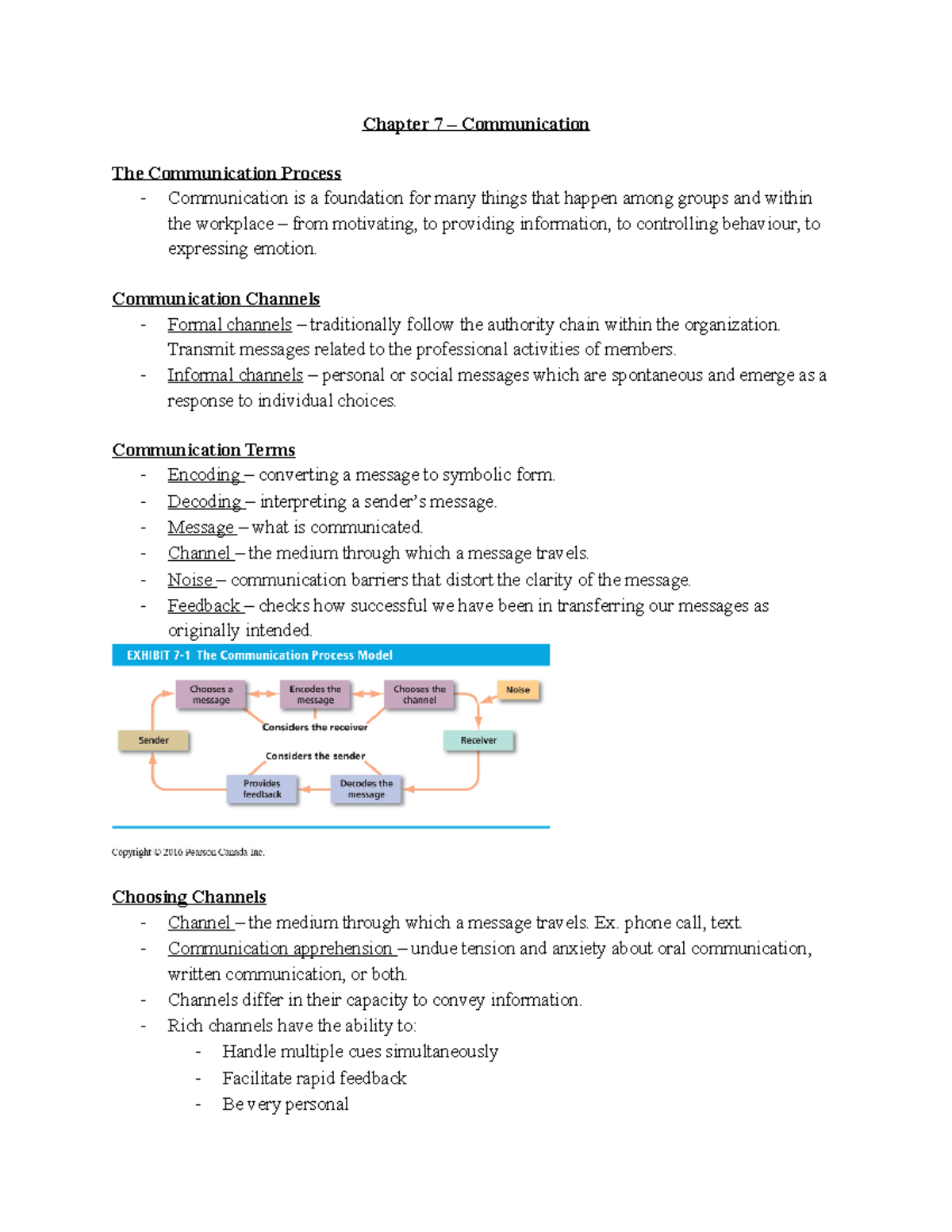 Chapter 7 - not - Chapter 7 – Communication The Communication Process ...