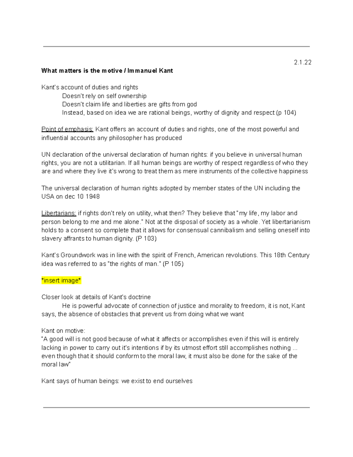 Immanuel Kant/ Social Structural Change - 2. What matters is the motive ...