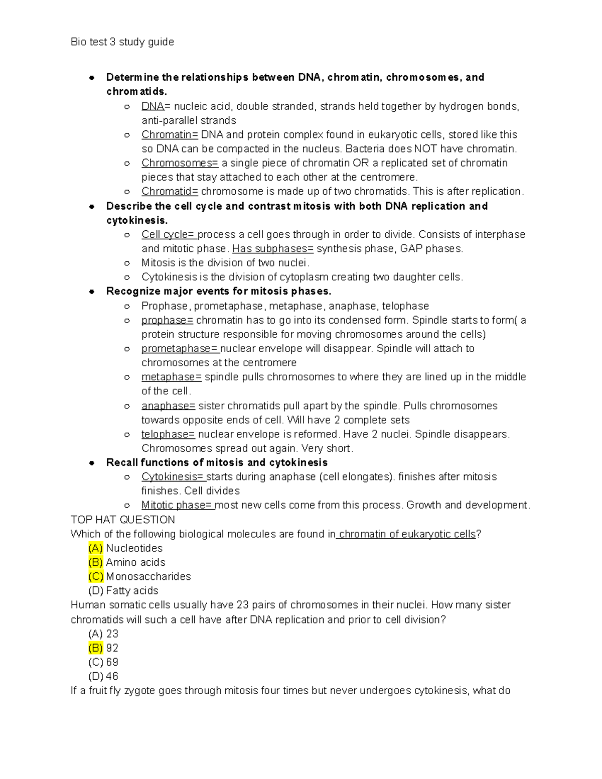 BIO TEST 3 STUDY GUIDE - Determine the relationships between DNA ...