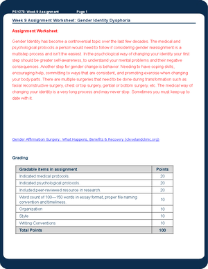 PSY278H Wk2 Assignment - PSY278: Week 2 Assignment Page 1 ` Week 2 ...