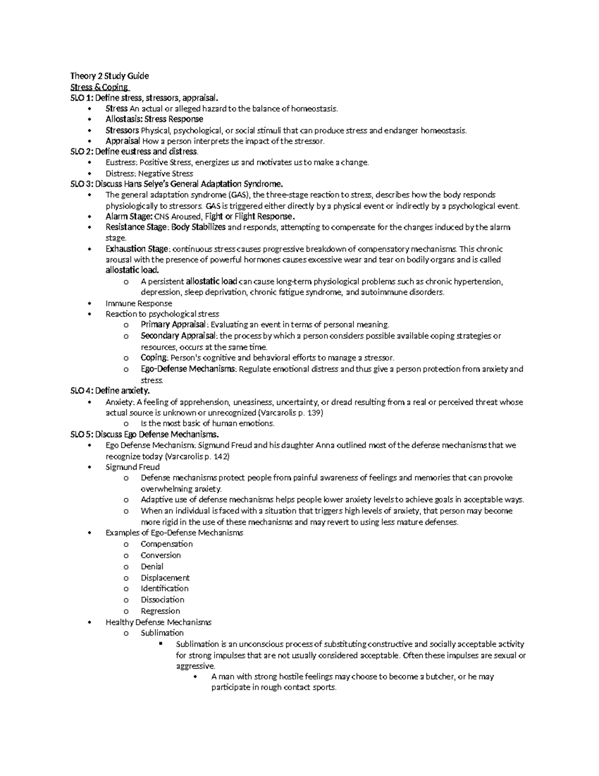 Theory 2 Study Guide 3 - Notes for 111 - Theory 2 Study Guide Stress ...