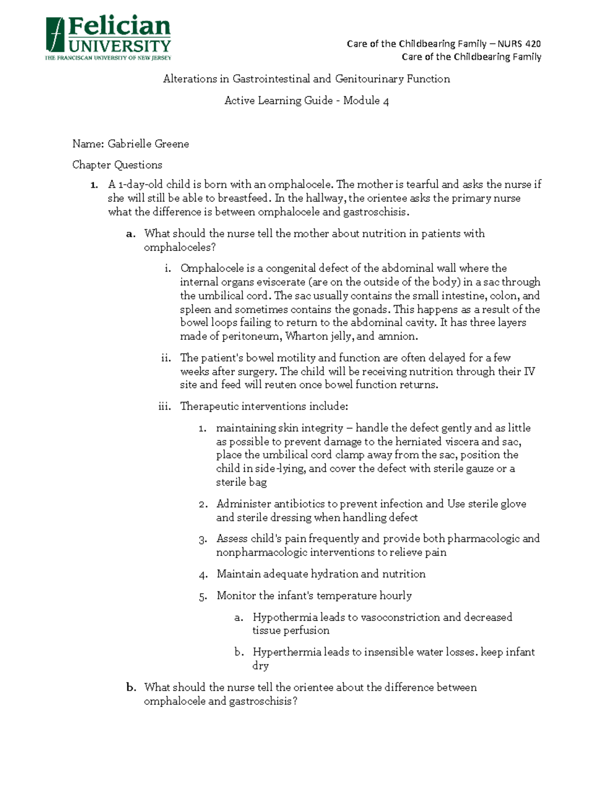 Peds Module 4 Alterations in Gastrointestinal and Genitourinary ...