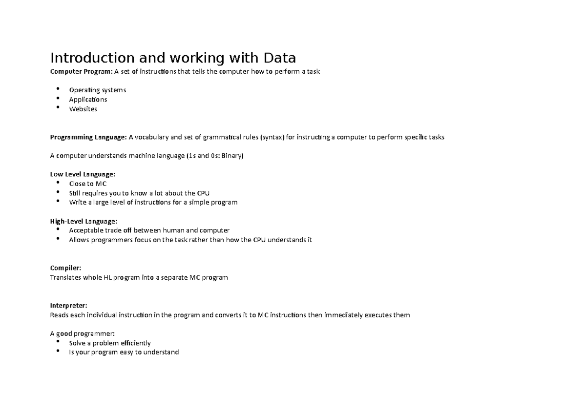 Introduction and working with Data - Introduction and working with Data ...