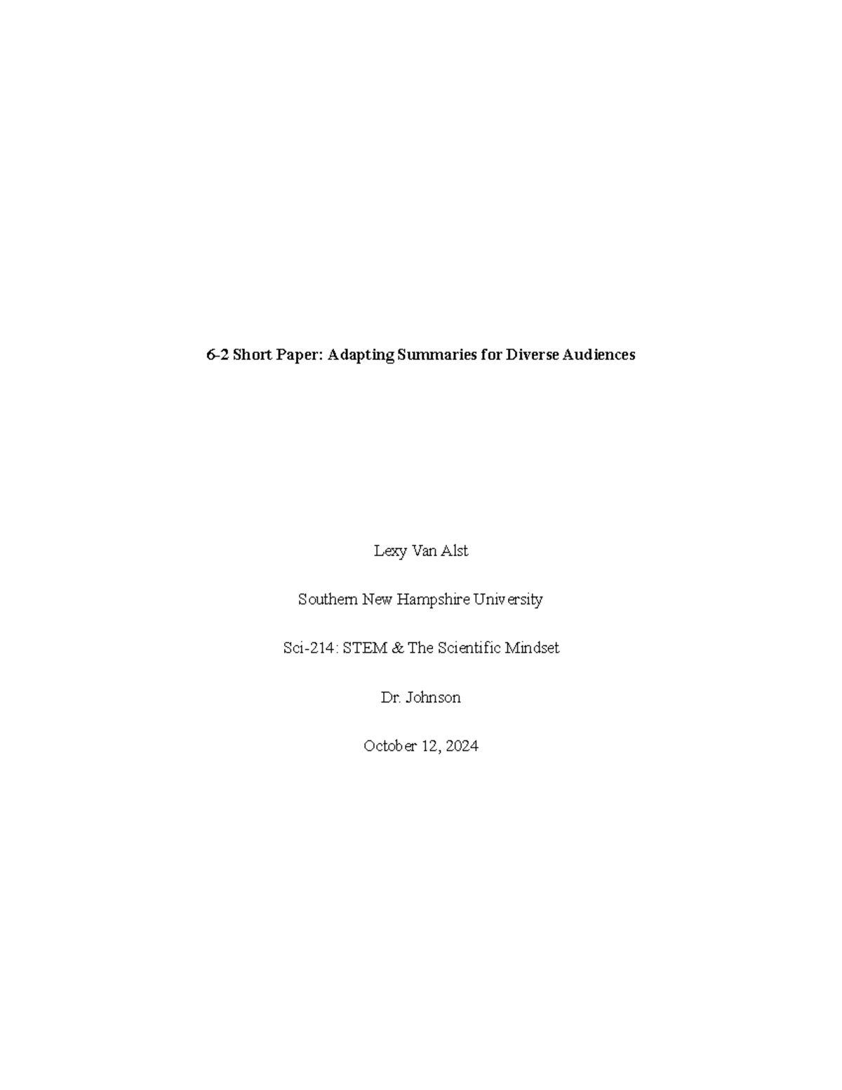 6-2 Short Paper - STEM - assignment - 6-2 Short Paper: Adapting ...