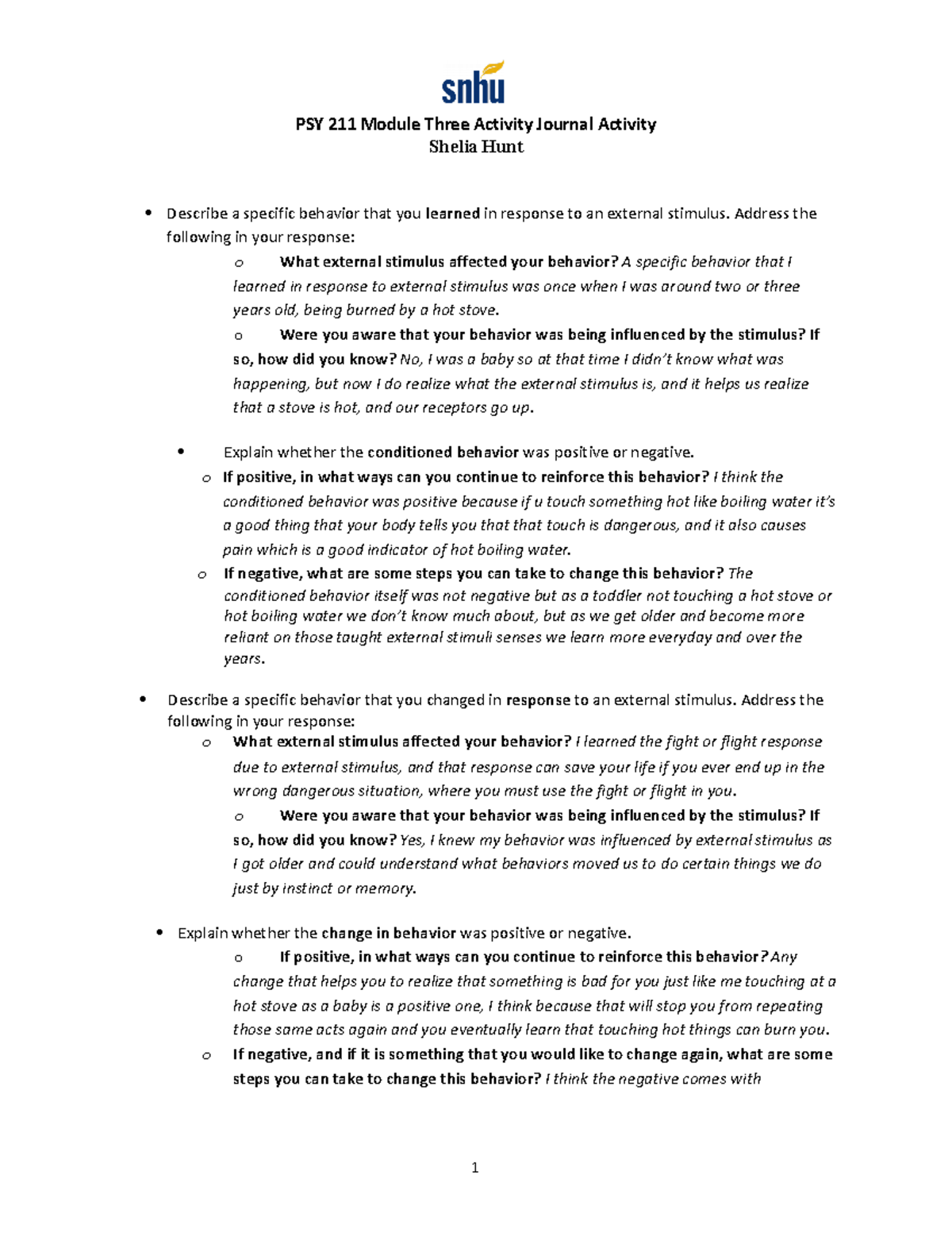 PSY 211 Module Three Activity Template - PSY 211 Module Three Activity ...