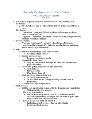 Cryptography Study Guide - Cryptography – Study Guide CPSC 448: Computer Security Fall 2019 ...