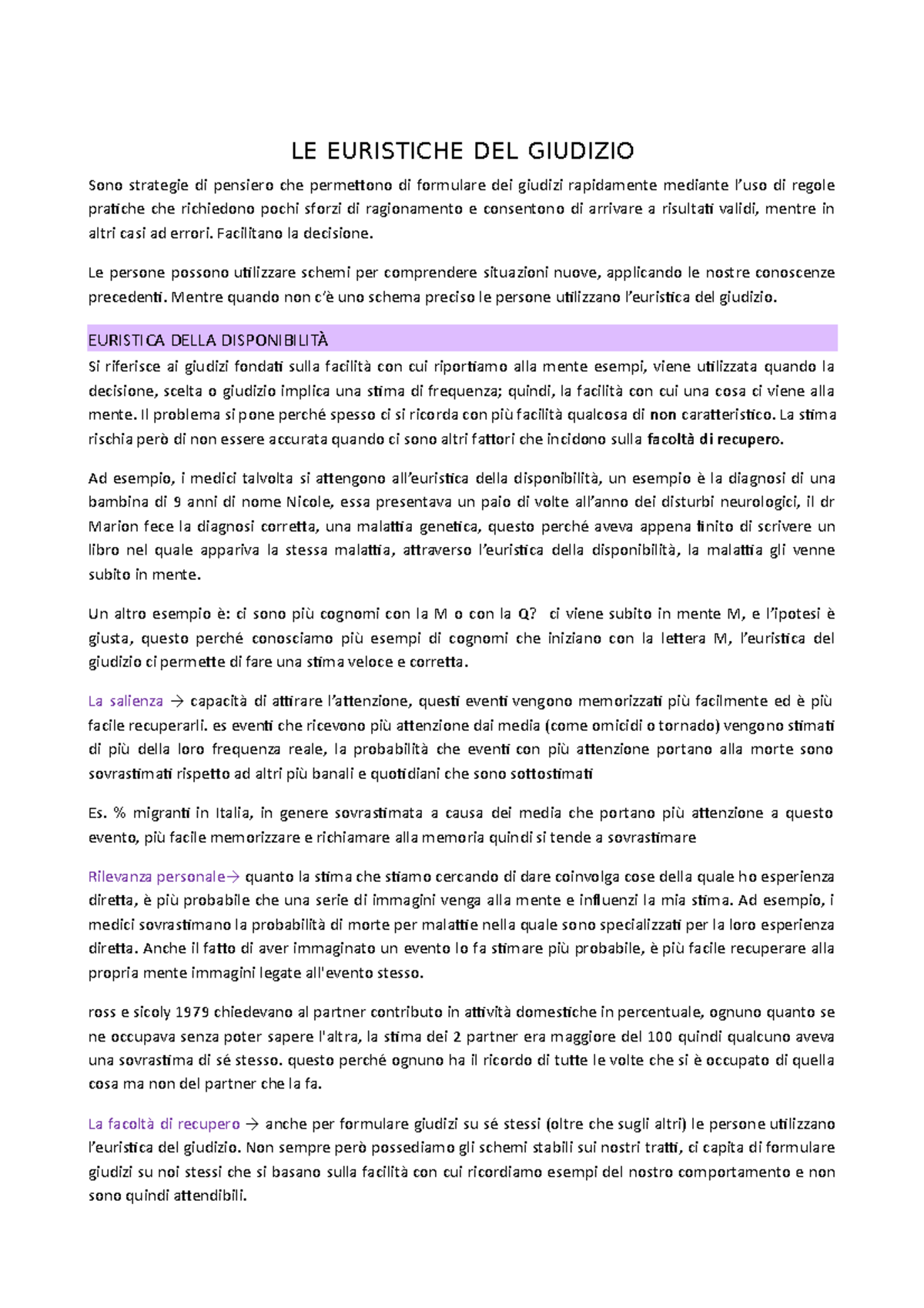 Psicologia sociale euristiche - LE EURISTICHE DEL GIUDIZIO Sono ...