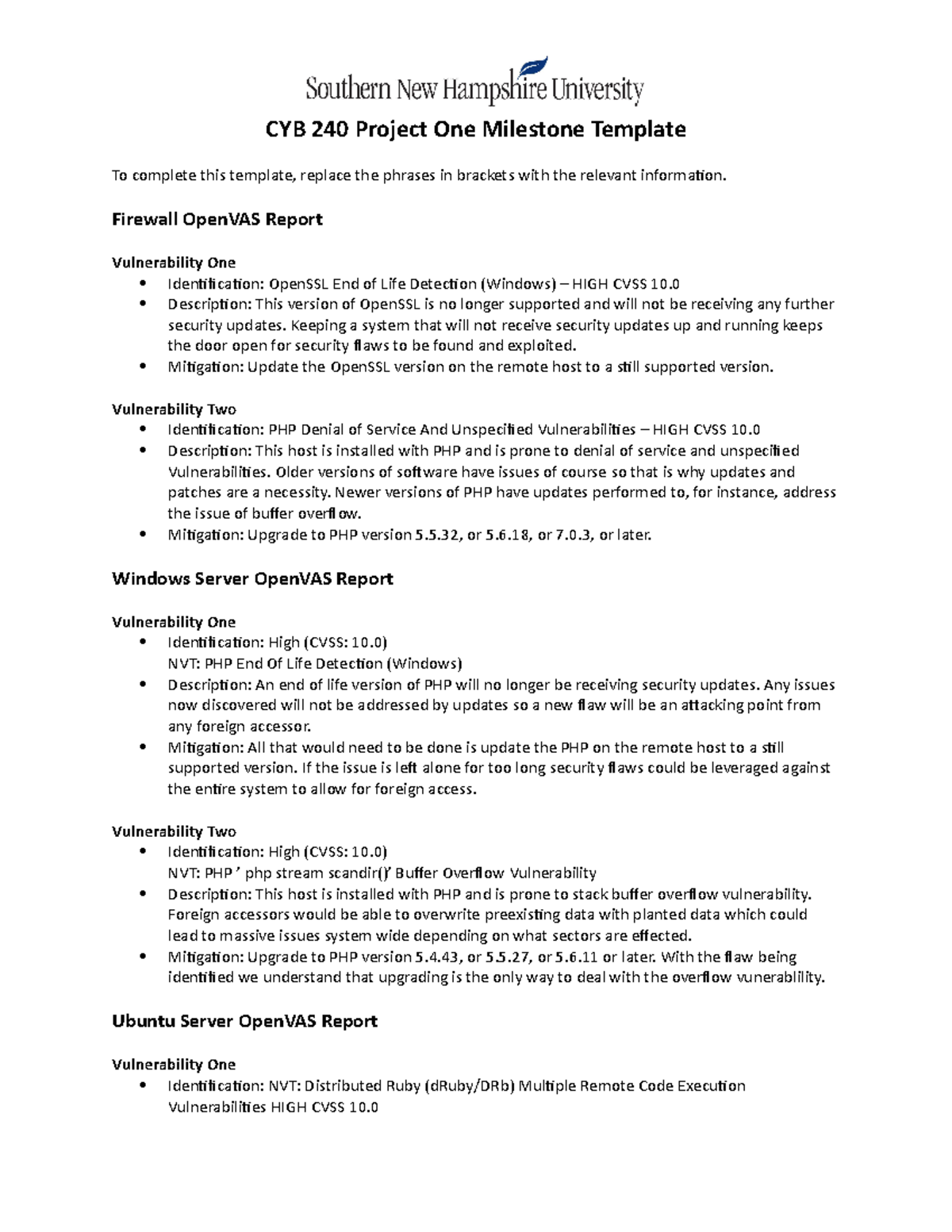 CYB 240 4 3 - Cyb-240 - CYB 240 Project One Milestone Template To ...
