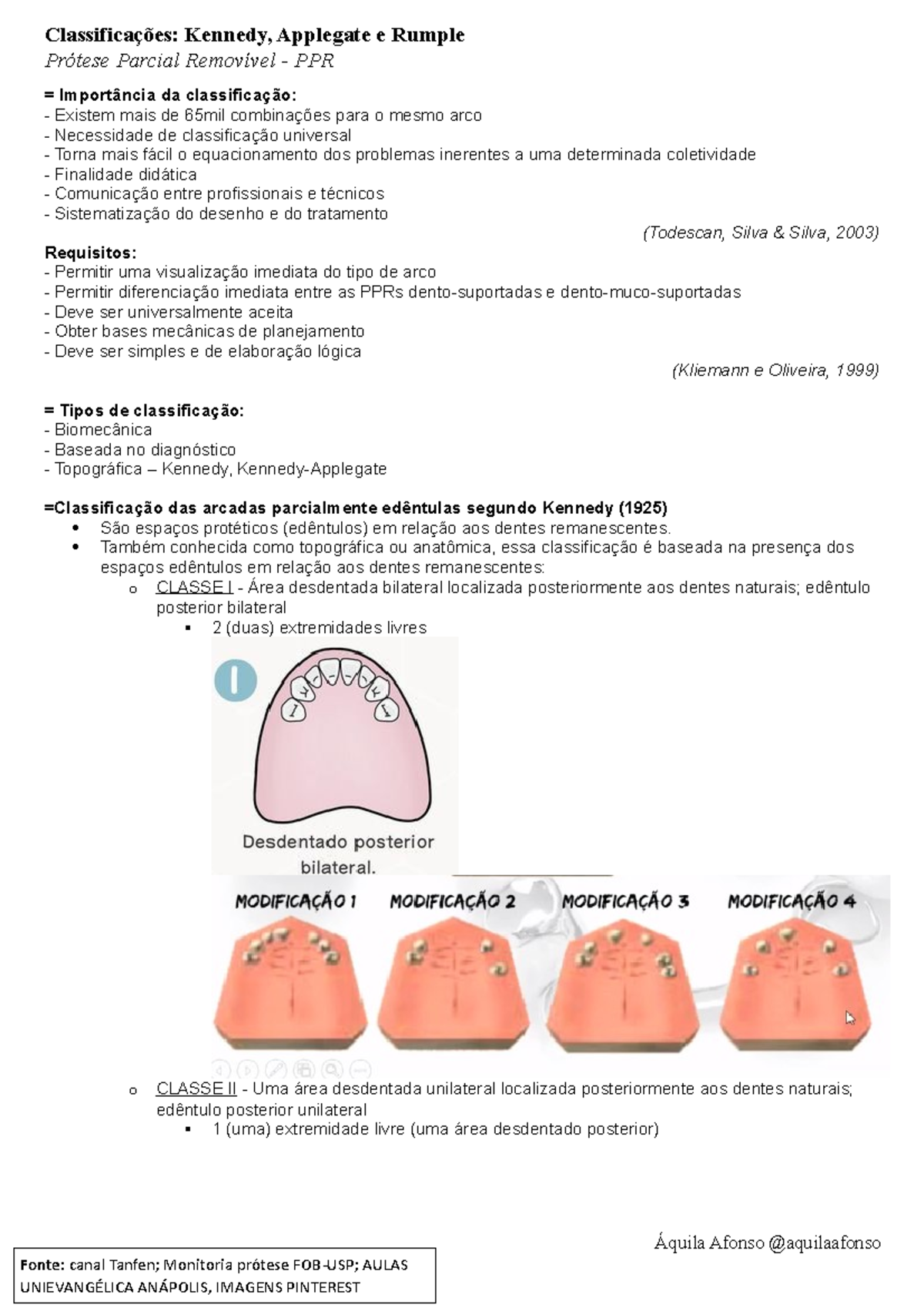 Classificações Kennedy, Applegate e Rumple -Prótese Parcial Removível ...