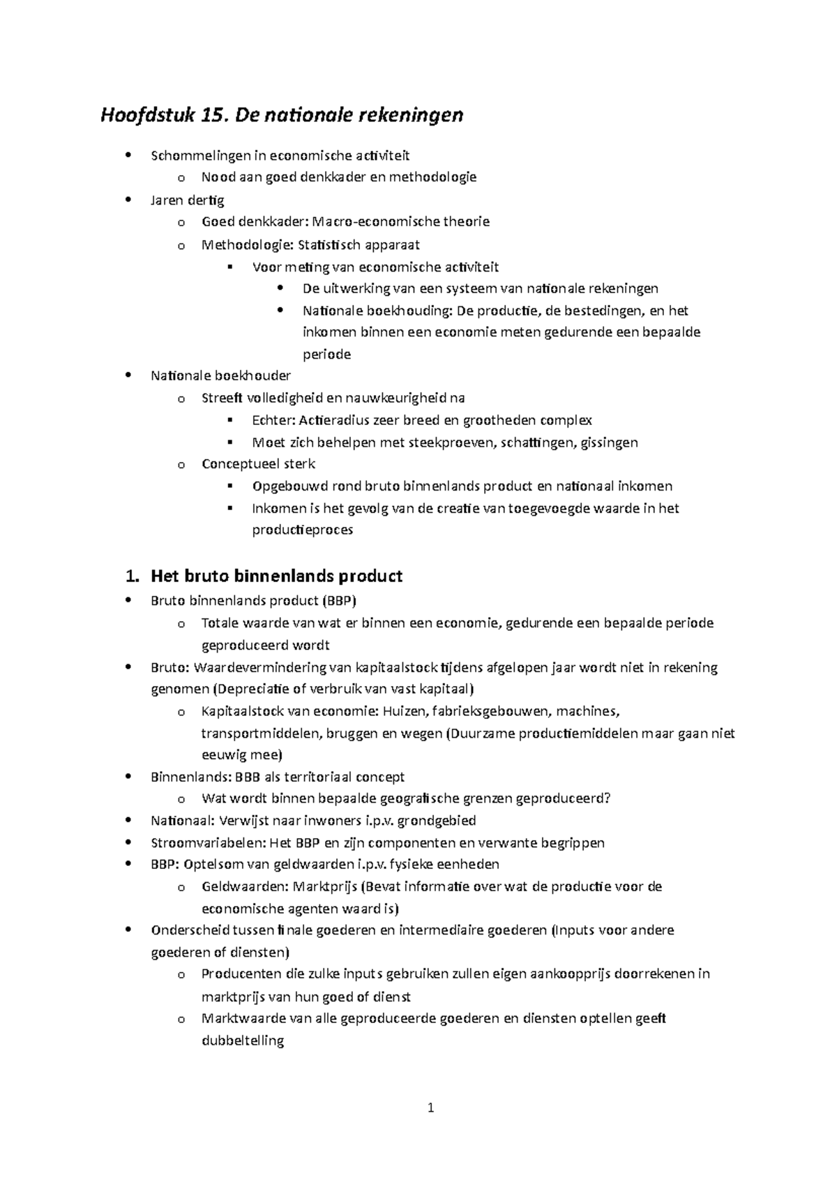 De nationale rekeningen - Hoofdstuk 15. De nationale rekeningen ...