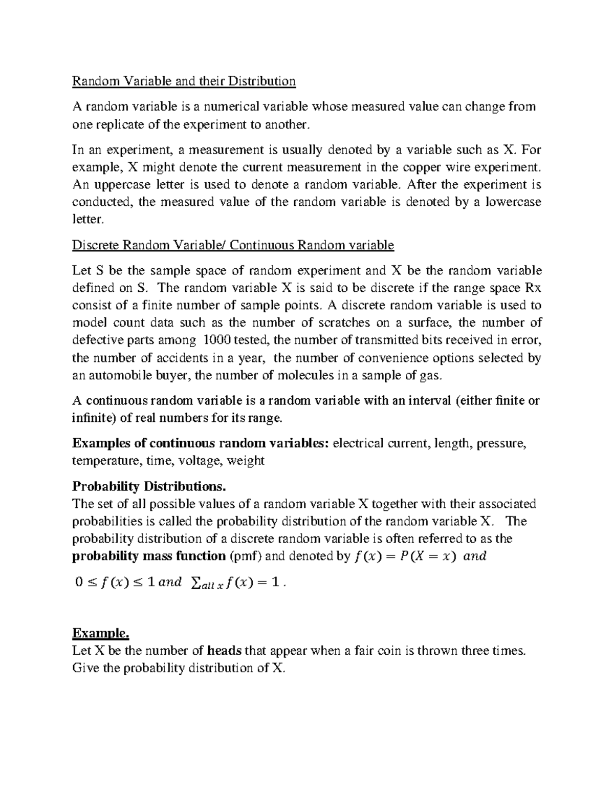 GEC410 updated note 3 module 1 - Random Variable and their Distribution ...