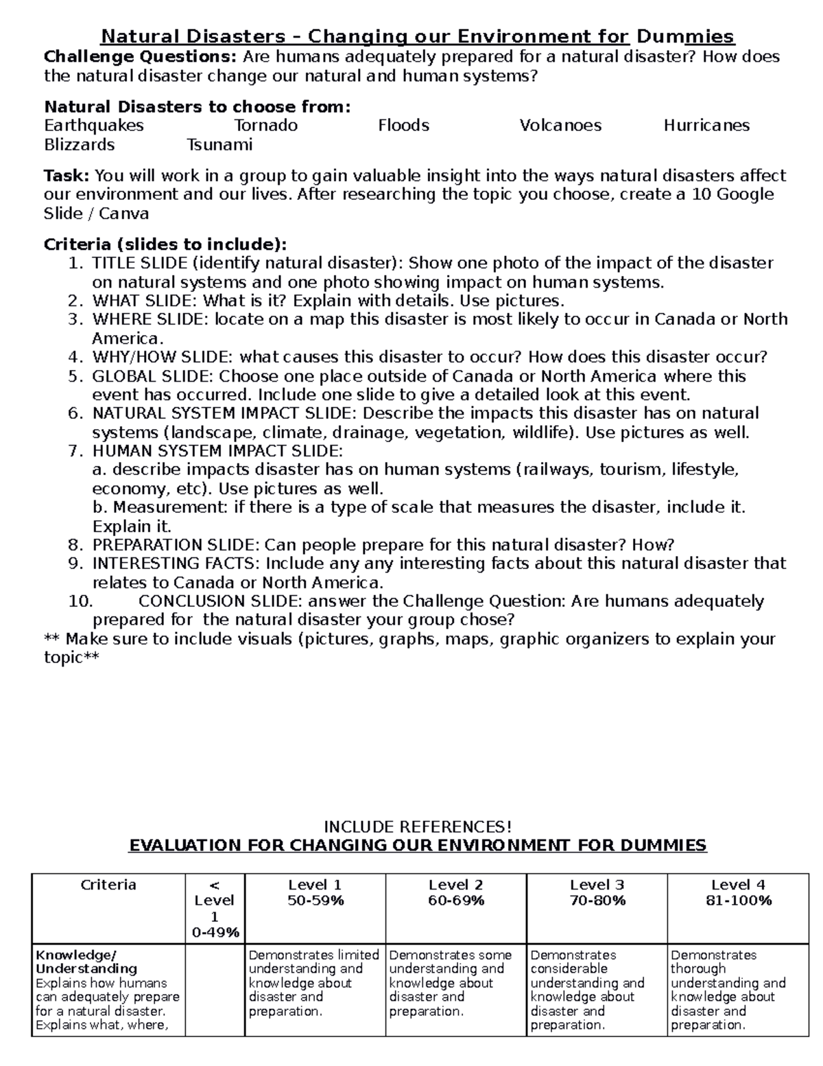 Natural disasters halton cloud assign cgc1p - Natural Disasters ...