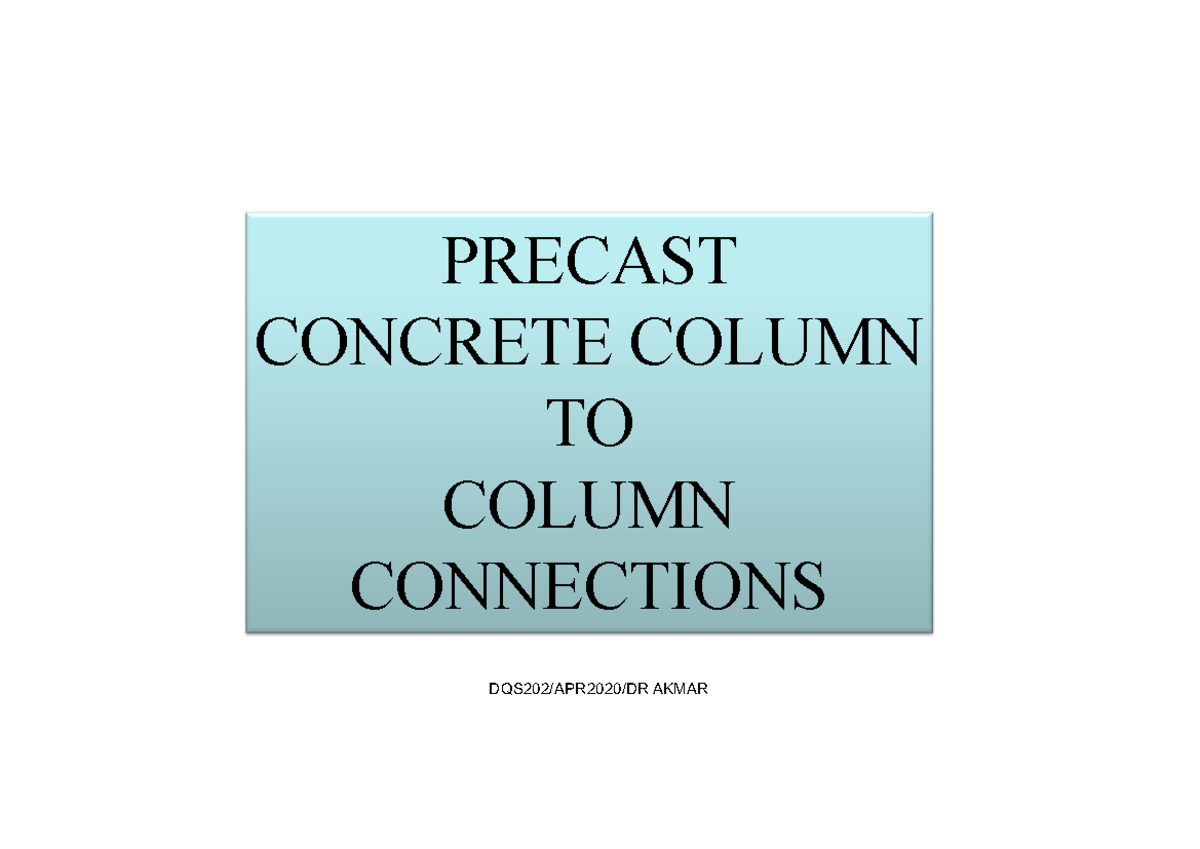 8c. Column - Column - PRECAST CONCRETE COLUMN TO COLUMN CONNECTIONS ...