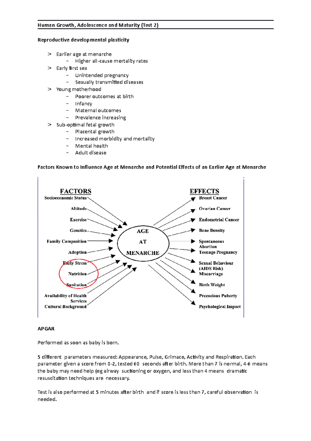 Human Growth and maturity notes for SCH3434 Human Reproduction ...