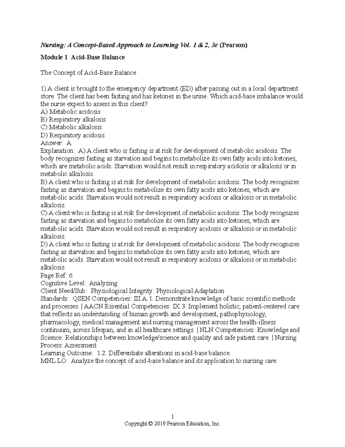 Nursing A Concept Based Approach to Learning Pearson Acid Base Balance ...