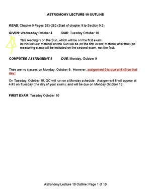 Astronomy 1 Assignments - Astronomy 11 QUESTION 1 The planet that does ...